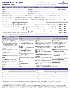 Fillable Online GASTROENTEROLOGY TREATMENT ENROLLMENT FORM Fax Email ...