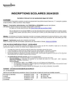 Remplissable En Ligne PIECES A PRESENTER POUR L'INSCRIPTION SCOLAIRE ...