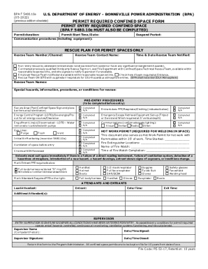 Fillable Online PERMIT REQUIRED CONFINED SPACE FORM Fax Email Print - pdfFiller