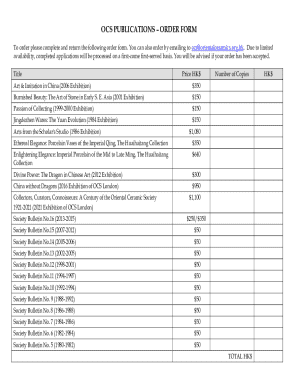 Fillable Online orientalceramics org OCS PUBLICATIONSORDER FORM Fax ...