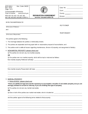 Fillable Online 40-4-201. Separation agreement, MCA Fax Email Print ...