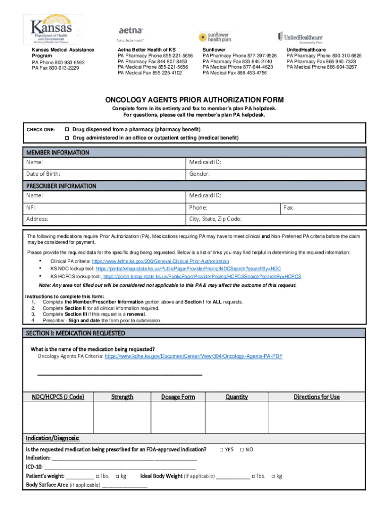 Fillable Online Oncology Agents Prior Authorization Form Fax Email ...