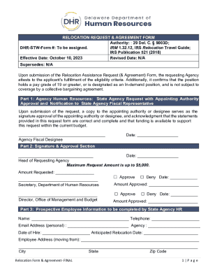 Fillable Online RELOCATION REQUEST FORM & AGREEMENT Fax Email Print ...