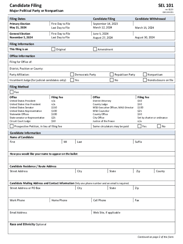 Fillable Online State Voters' Pamphlet Filing Quick Guide General 2024 ...