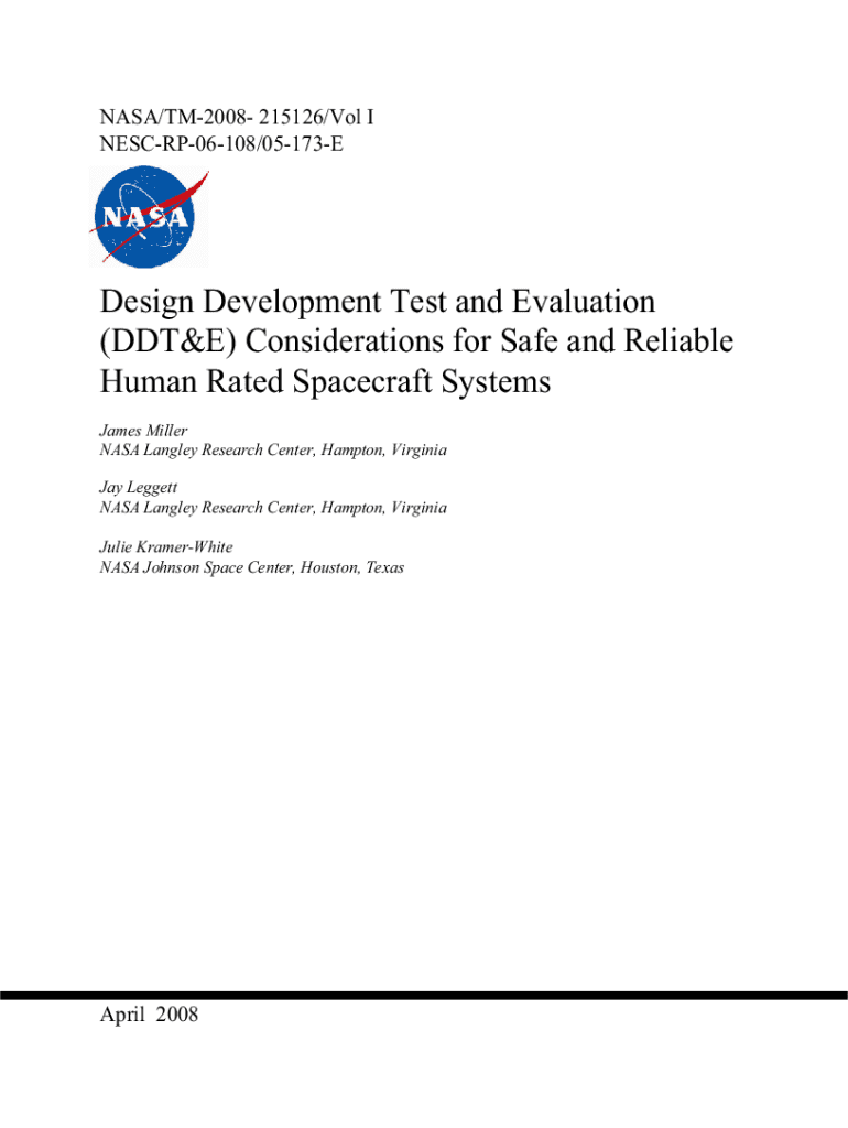 Fillable Online ntrs nasa Design Development Test and Evaluation (DDT&E ...
