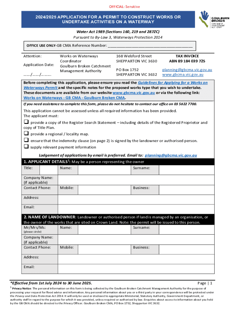 Fillable Online Application for the Issue of a Works Licence - (Form 29 ...