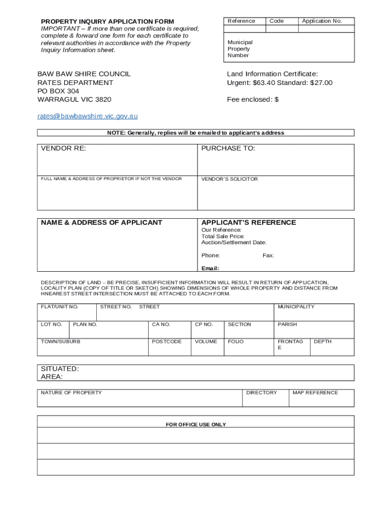 Land Ination Certificate Application Doc Template | pdfFiller