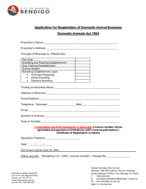 Fillable Online Domestic Animal Business permit application form Fax Email Print - pdfFiller