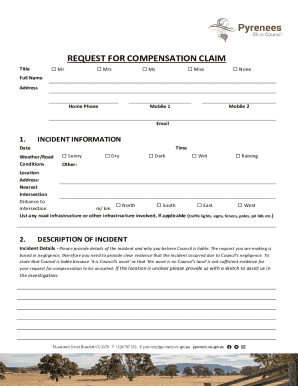 Fillable Online REQUEST FOR COMPENSATION CLAIM Fax Email Print - pdfFiller