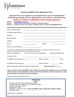 Fillable Online Community BBQ Trailer Application Form Fax Email Print ...