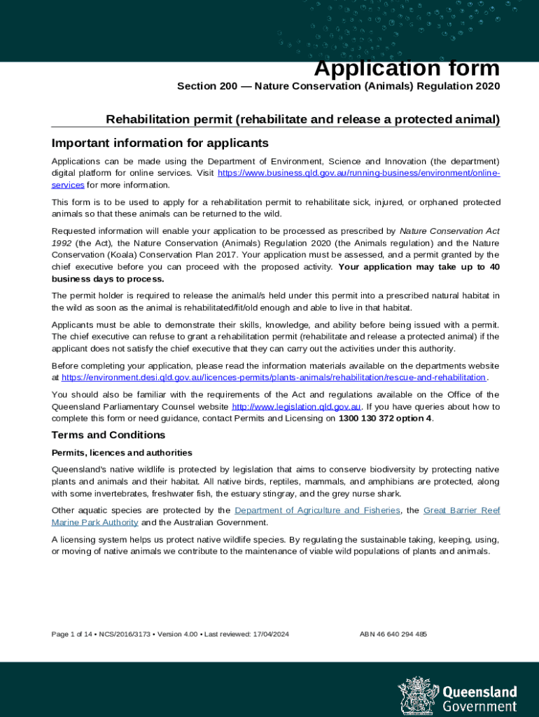 Application Rehabilitation permit (rehabilitate and release a protected ...