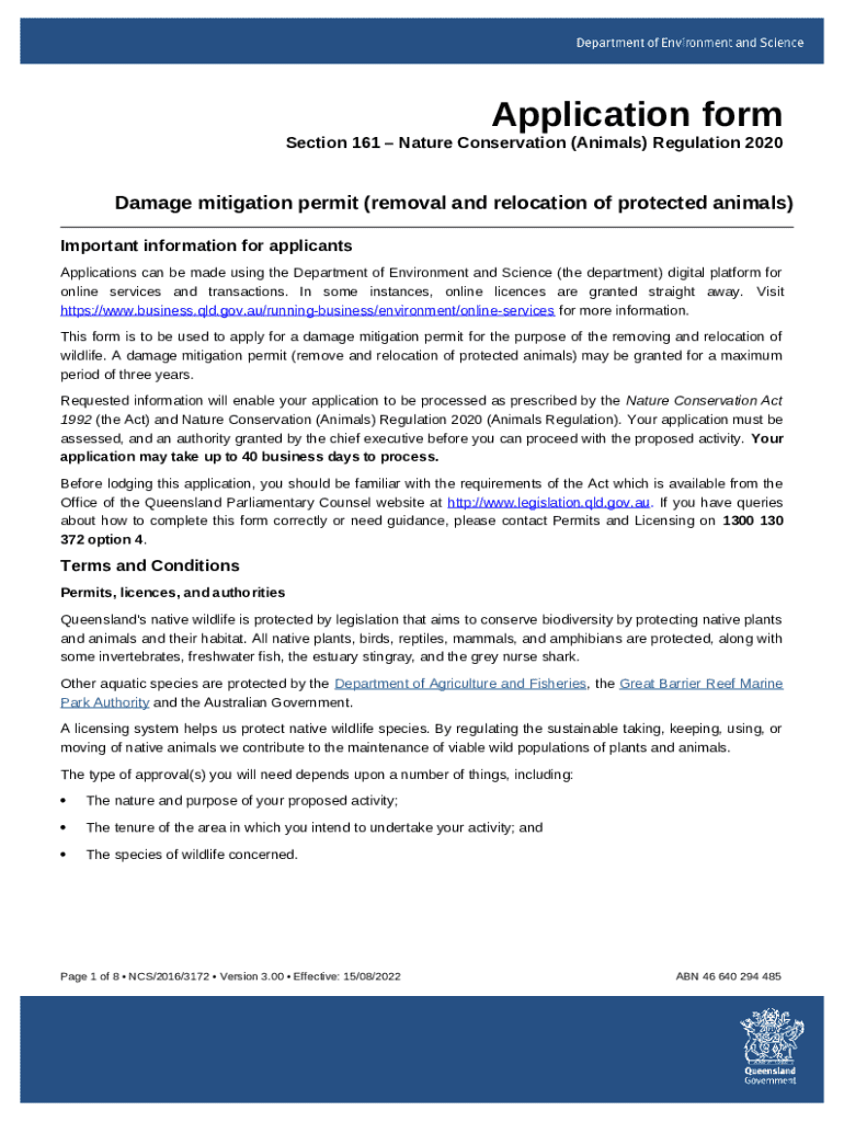 Application Damage mitigation permit (removal and relocation of ...