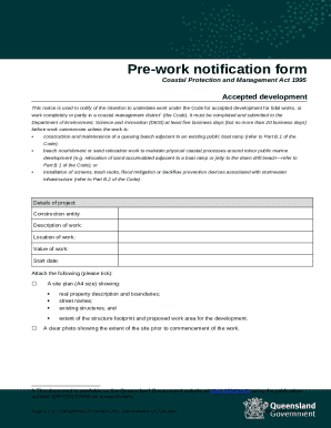 Pre-work notification - Accepted development Doc Template | pdfFiller