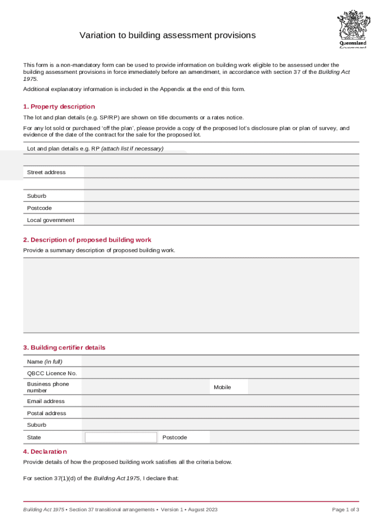 77 Variation Building Assessment Provisions. 15 Complaince certificate ...