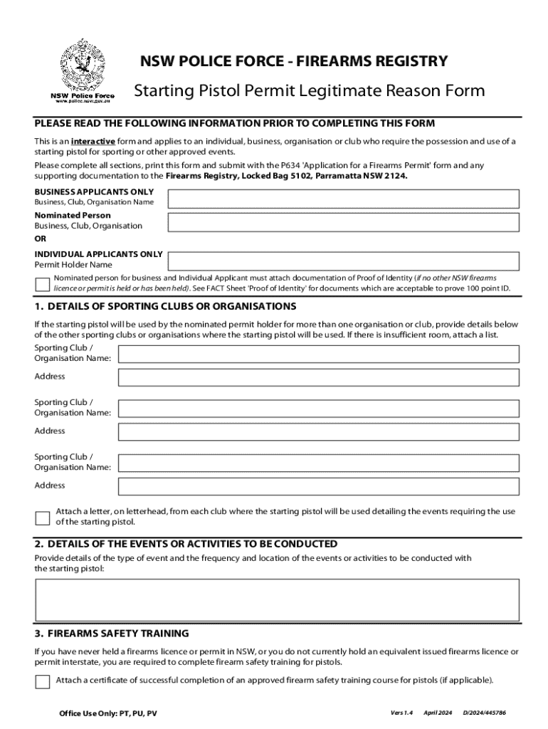 Fillable Online Large Calibre Pistol Permit Legitimate Reason Form Fax ...