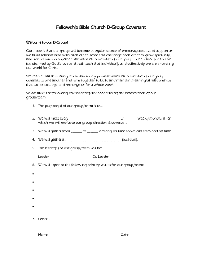 Fillable Online Sample of a Small Group Covenant Fax Email Print ...
