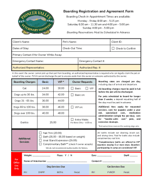 Fillable Online Boarding Registration and Agreement Form Fax Email ...
