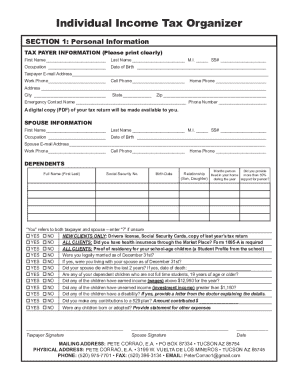 Fillable Online INDIVIDUAL TAX ORGANIZER LETTER FORM 1040 ... Fax Email ...