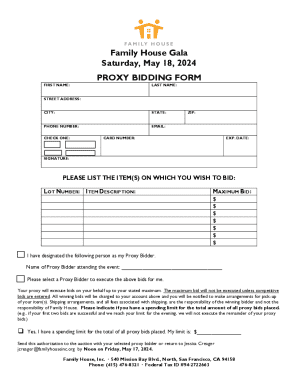 Fillable Online 2017 proxy bid form Fax Email Print - pdfFiller