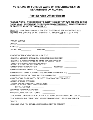 Fillable Online Post Service Officer Report Fax Email Print - pdfFiller