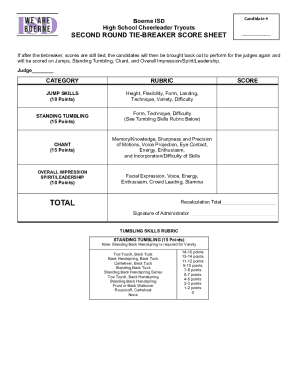 Fillable Online SECOND ROUND TIE-BREAKER SCORE SHEET Fax Email Print ...