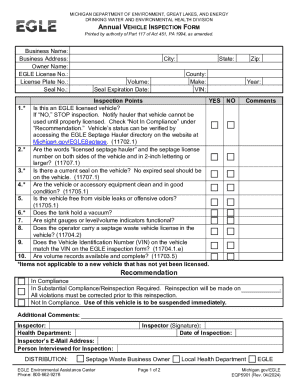 Fillable Online EQP5901-Annual-Vehicle-Inspection-Form. ... Fax Email ...