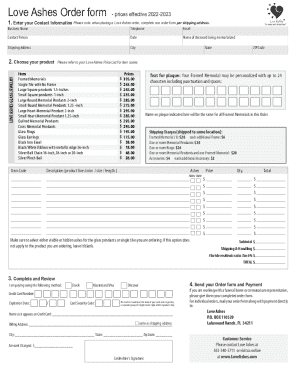 Fillable Online Ashes Order Form Fax Email Print - pdfFiller
