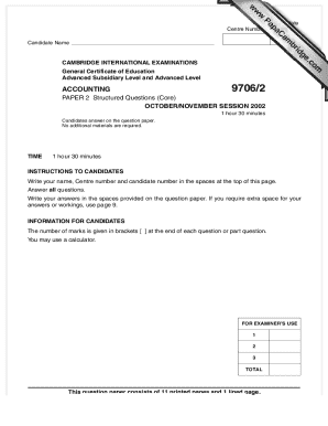 Fillable Online General Certificate of Education (GCE) AS and A Levels ...