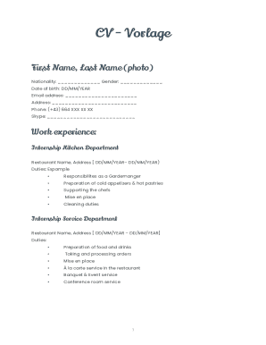 Fillable Online CV - Vorlage Fax Email Print - pdfFiller