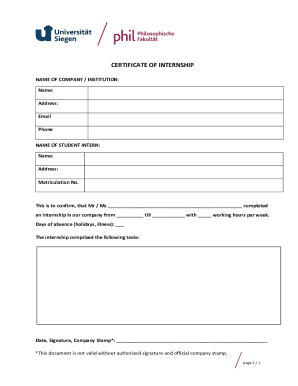 Fillable Online Internship Certificate Format: Free Sample & Format Fax ...