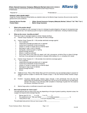 Fillable Online Marine Hull Insurance Disclosure Sheet Fax Email Print ...