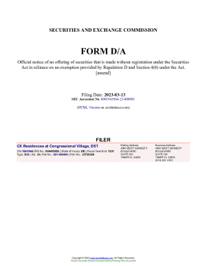 Fillable Online CX Residences at Congressional Village, DST Form D/A ...