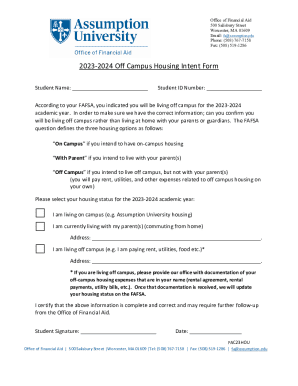Fillable Online 2023-2024 Off Campus Housing Intent Form Fax Email Print - pdfFiller