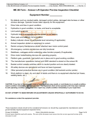 Fillable Online Pre-Use Scissor Lift Inspection Form Fax Email Print ...