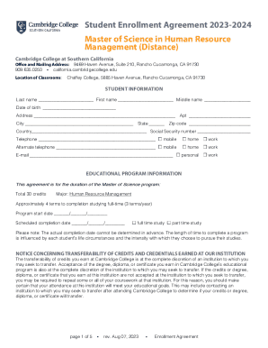 Fillable Online Student Enrollment Agreement 2023-2024 Fax Email Print ...