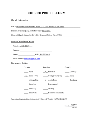 Fillable Online network crcna Final Church Profile 051218 Fax Email ...