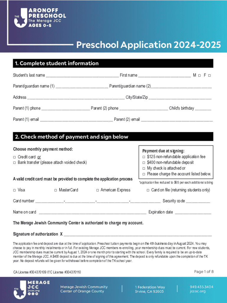 Fillable Online Registration Form 2024-2025 4 parts. ... Fax Email ...