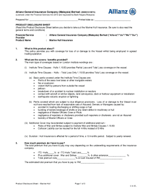 Fillable Online Marine Cargo Insurance Disclosure Sheet Fax Email Print ...