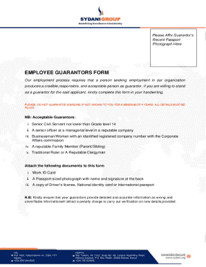 Fillable Online EMPLOYEE GUARANTORS FORM Fax Email Print - pdfFiller