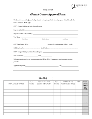 Fillable Online ePermit Course Approval Form - Queens College Fax Email ...