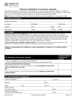 Fillable Online IHSS Physician Attestation of Consumer Capacity Form ...