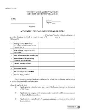 Fillable Online Local Form 3011-1 Application for Payment of Unclaimed ...