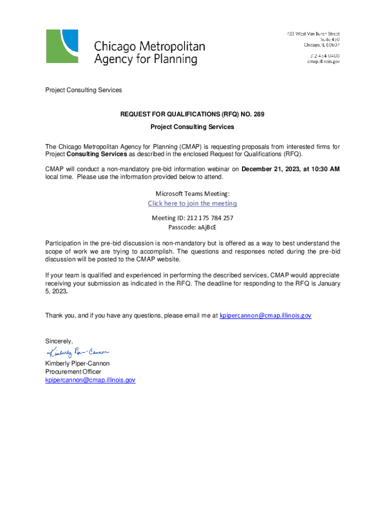 Fillable Online cmap illinois Writing a Request for Qualifications (RFQ) Fax Email Print - pdfFiller