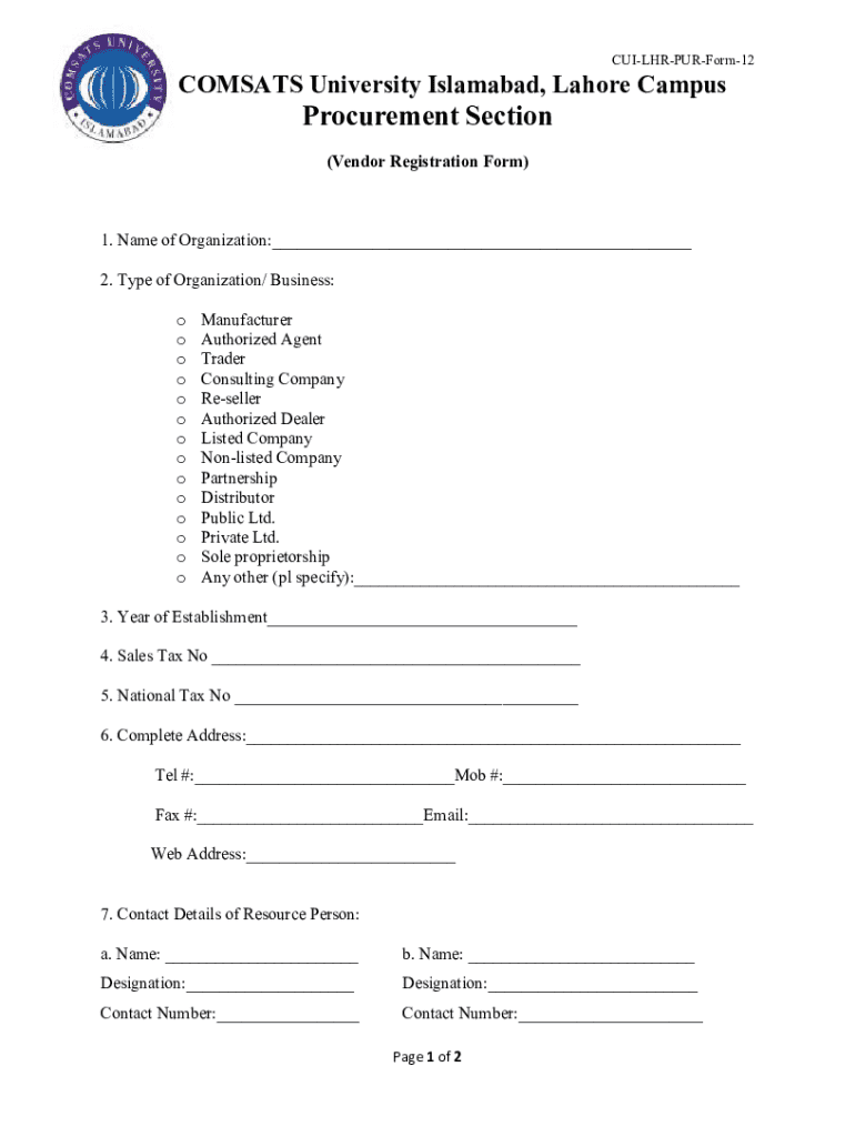 Fillable Online vendor registration form Format Fax Email Print - pdfFiller