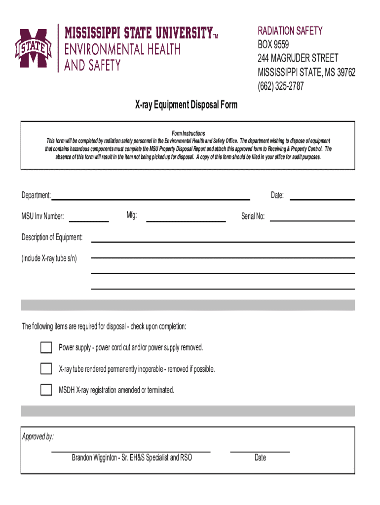 Fillable Online X-ray Equipment Disposal Form Fax Email Print - pdfFiller