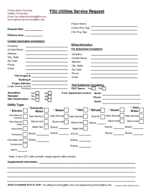 Fillable Online New Service Request - FSU Facilities - Florida State ...