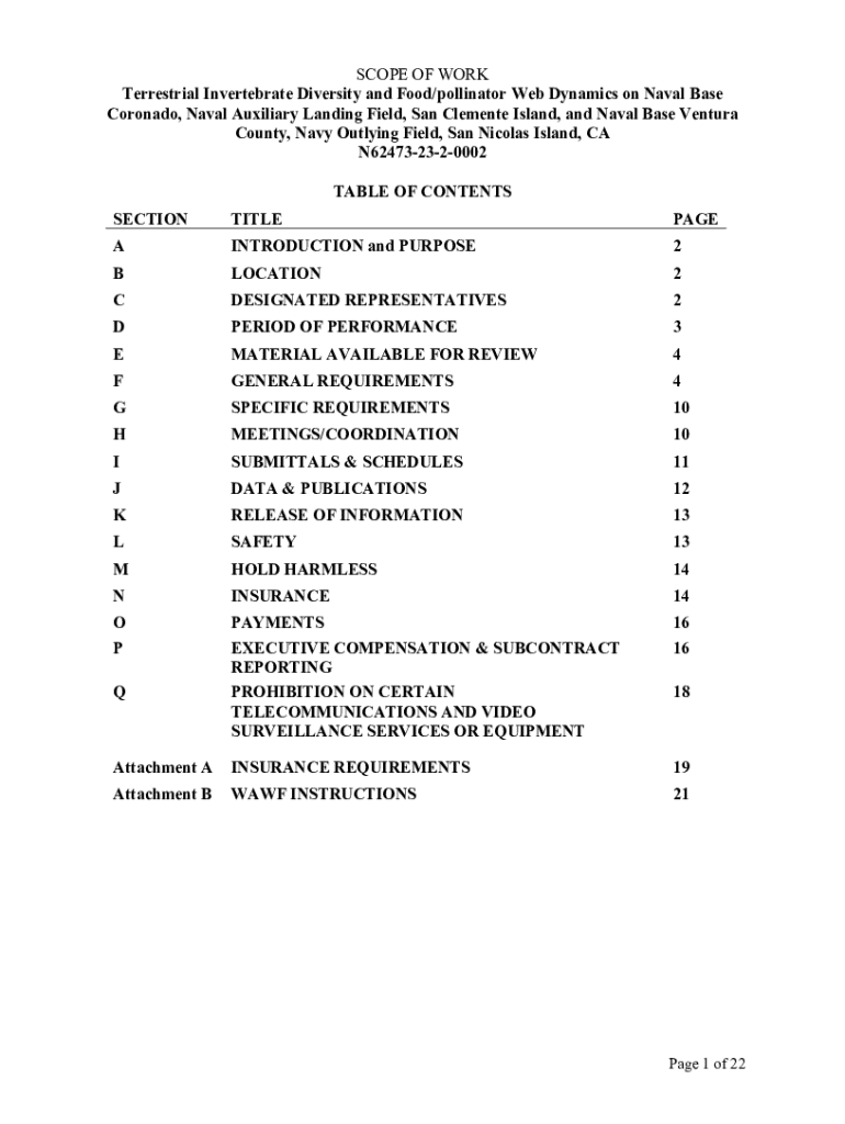 Fillable Online STATEMENT OF WORK FOR Terrestrial Invertebrate ... Fax Email Print - pdfFiller