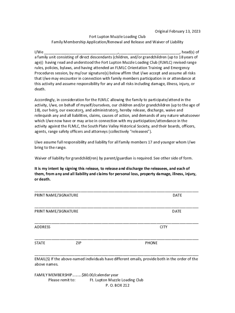 Fillable Online Member Renewal and Waiver Form Fax Email Print - pdfFiller