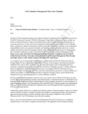 Fillable Online research unl Conflict of Interest Management Plan Template Fax Email Print ...