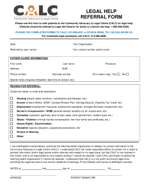 Fillable Online LEGAL HELP REFERRAL FORM Fax Email Print - pdfFiller